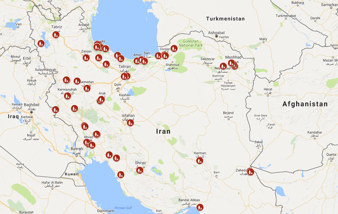 Interactive map of mass graves from Iran’s 1988 massacre - Iran 1988 ...
